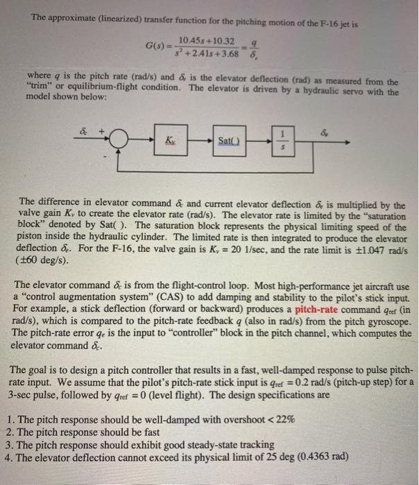 The approximate (linearized) transfer function for | Chegg.com