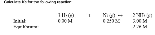 Solved Calculate Kc for the following reaction: | Chegg.com