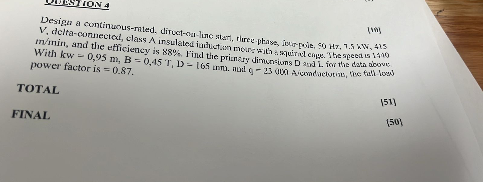 Solved Design a continuous-rated, direct-on-line start, | Chegg.com