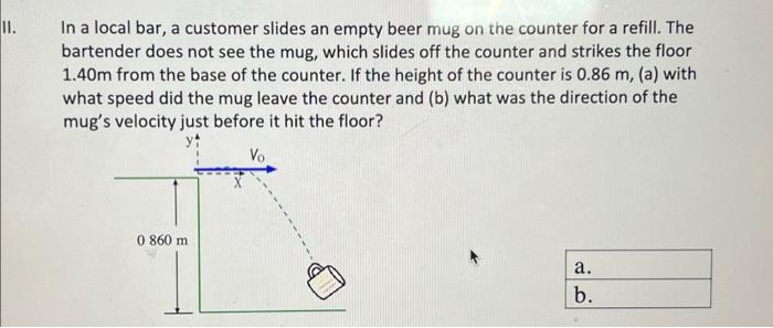 Solved In a local bar, a customer slides an empty beer mug | Chegg.com