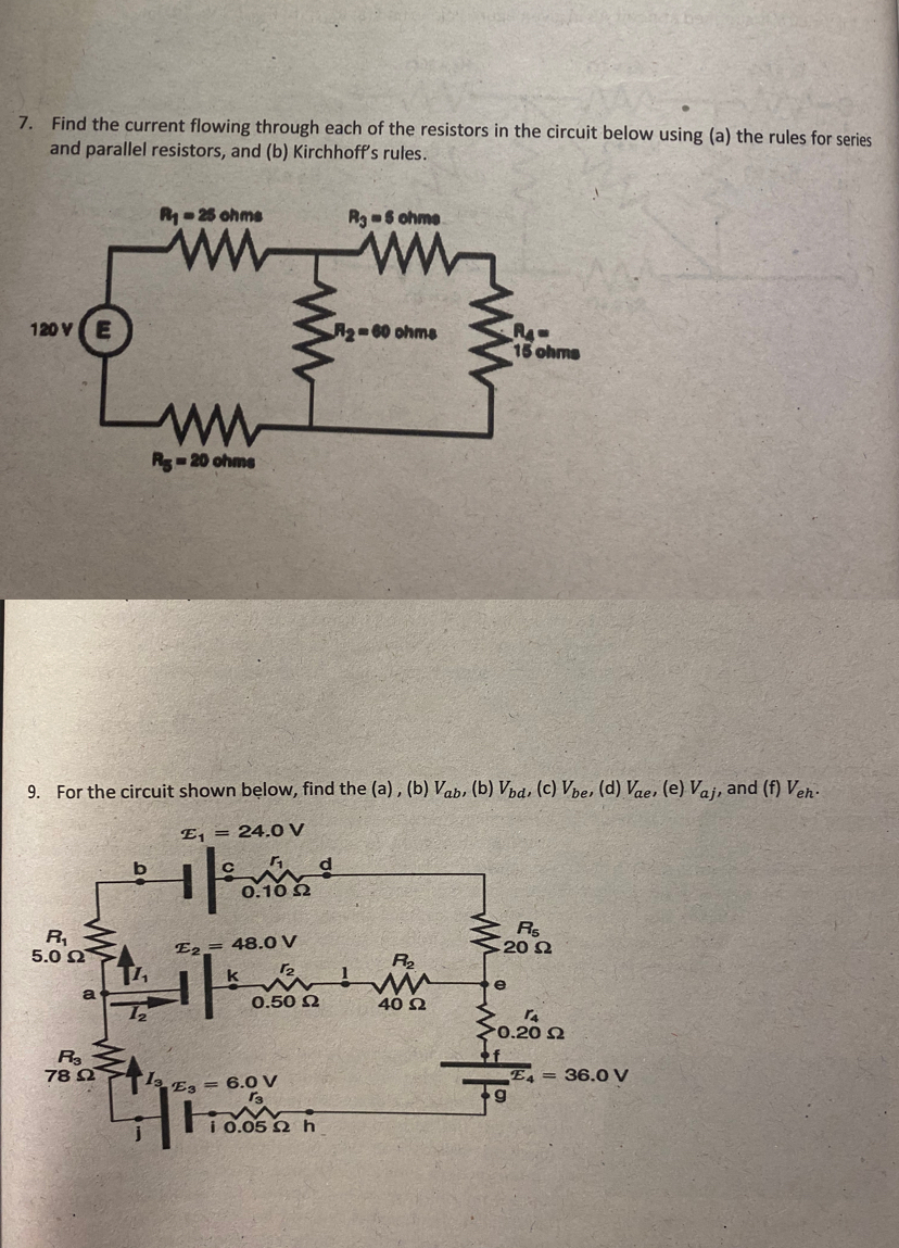 Solved Find the current flowing through each of the | Chegg.com