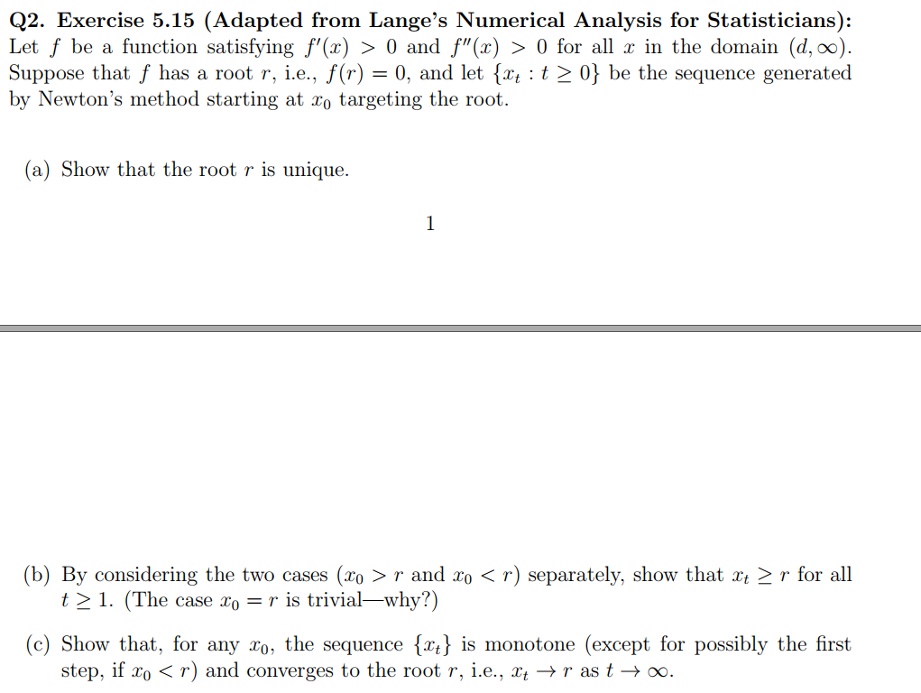 Solved Exercise 5.15 (Adapted from Lange’s Numerical | Chegg.com