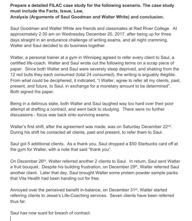 Solved Prepare a detailed FILAC case study for the following | Chegg.com