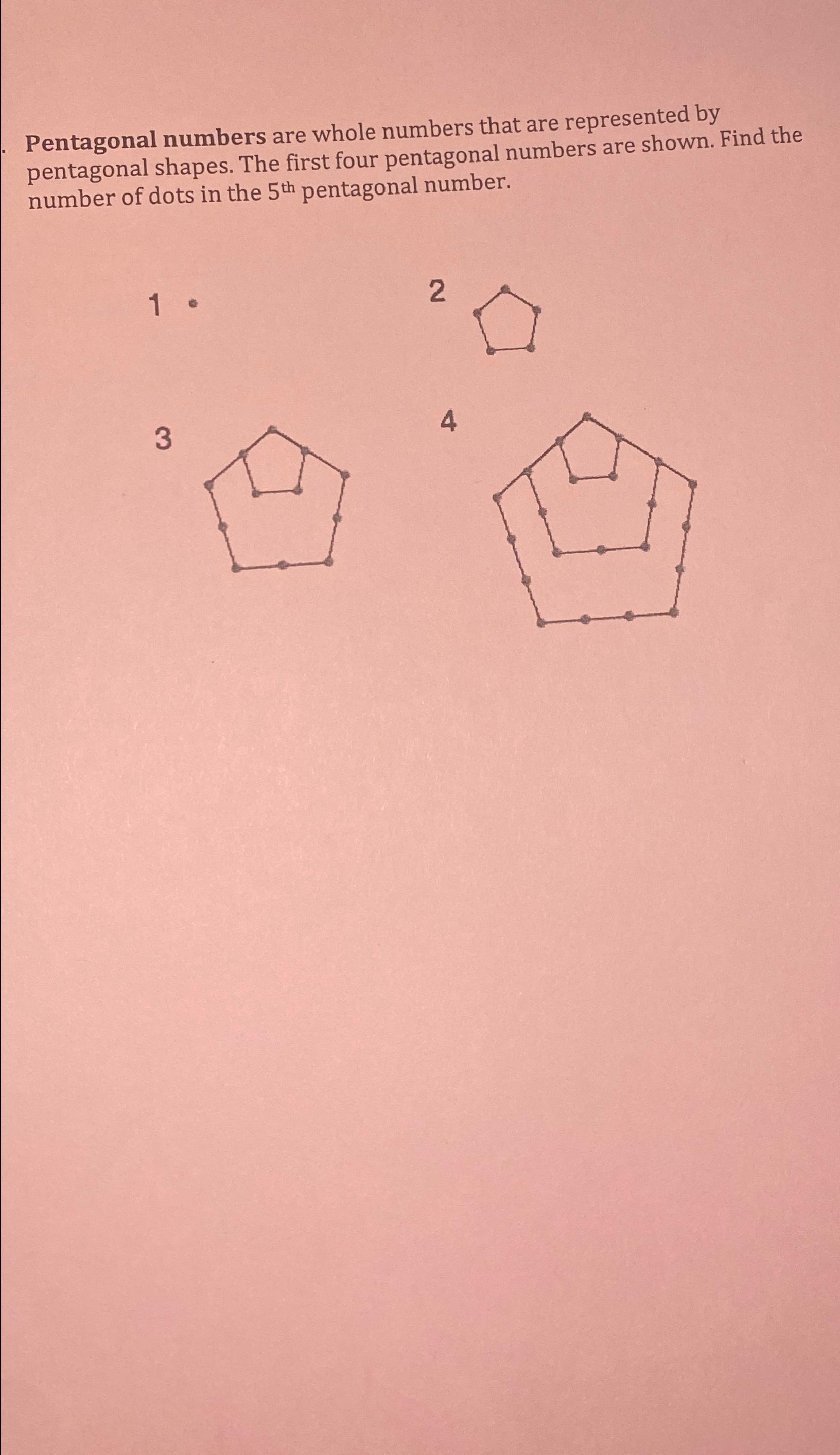 Solved Pentagonal numbers are whole numbers that are | Chegg.com