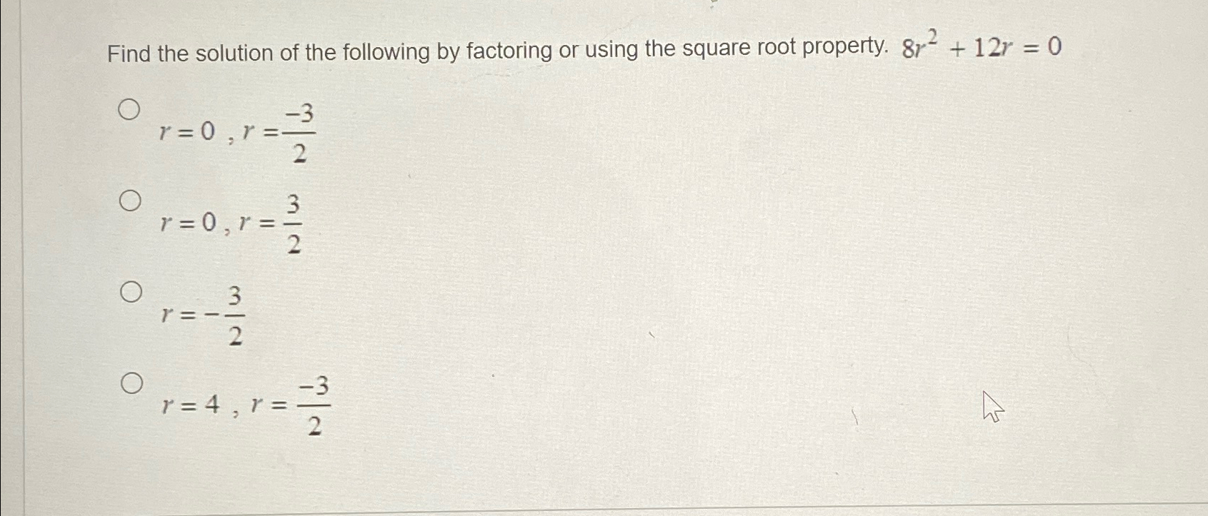 Solved Find the solution of the following by factoring or | Chegg.com