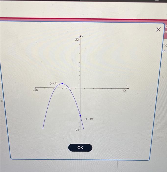 Solved The quadratic function which describes the given | Chegg.com