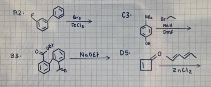 Solved A2: FeCl3 Br2 C3: B3: | Chegg.com