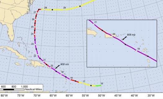 The map shows the trajectory of Hurricane María | Chegg.com