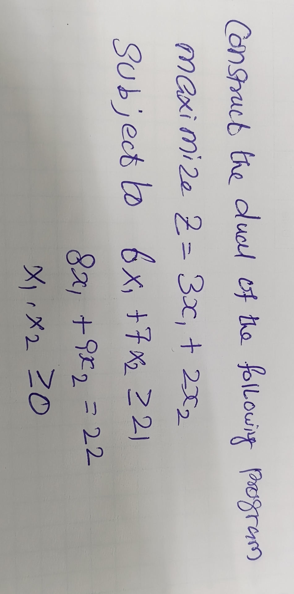 Solved Construct the dual of the following program ﻿maximize | Chegg.com