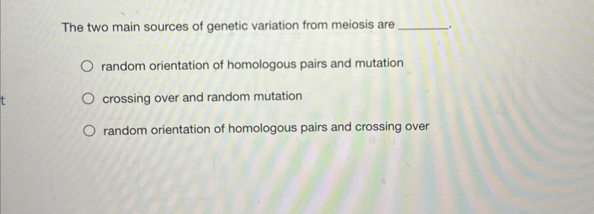 Solved The two main sources of genetic variation from | Chegg.com