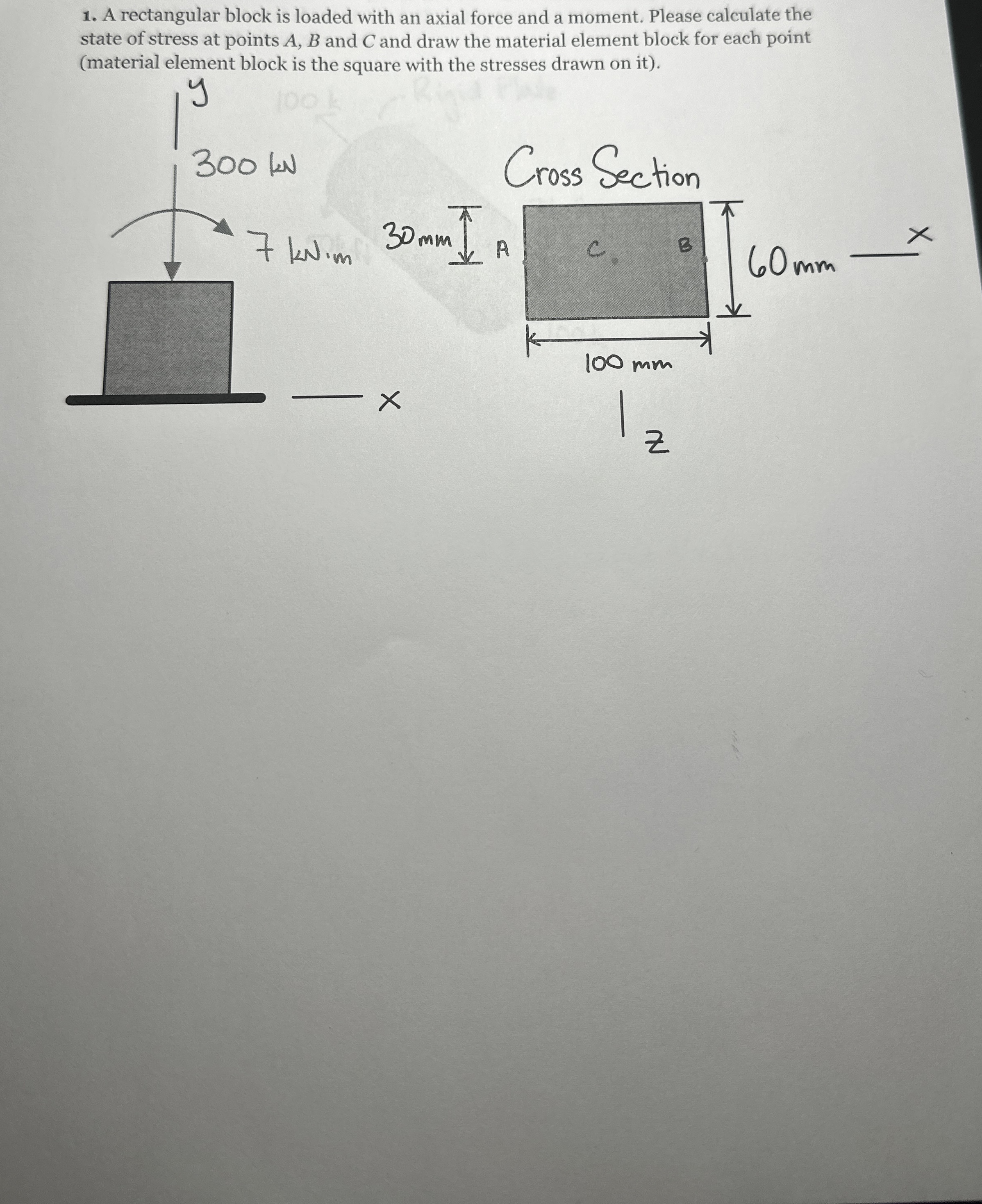 Solved A rectangular block is loaded with an axial force and | Chegg.com