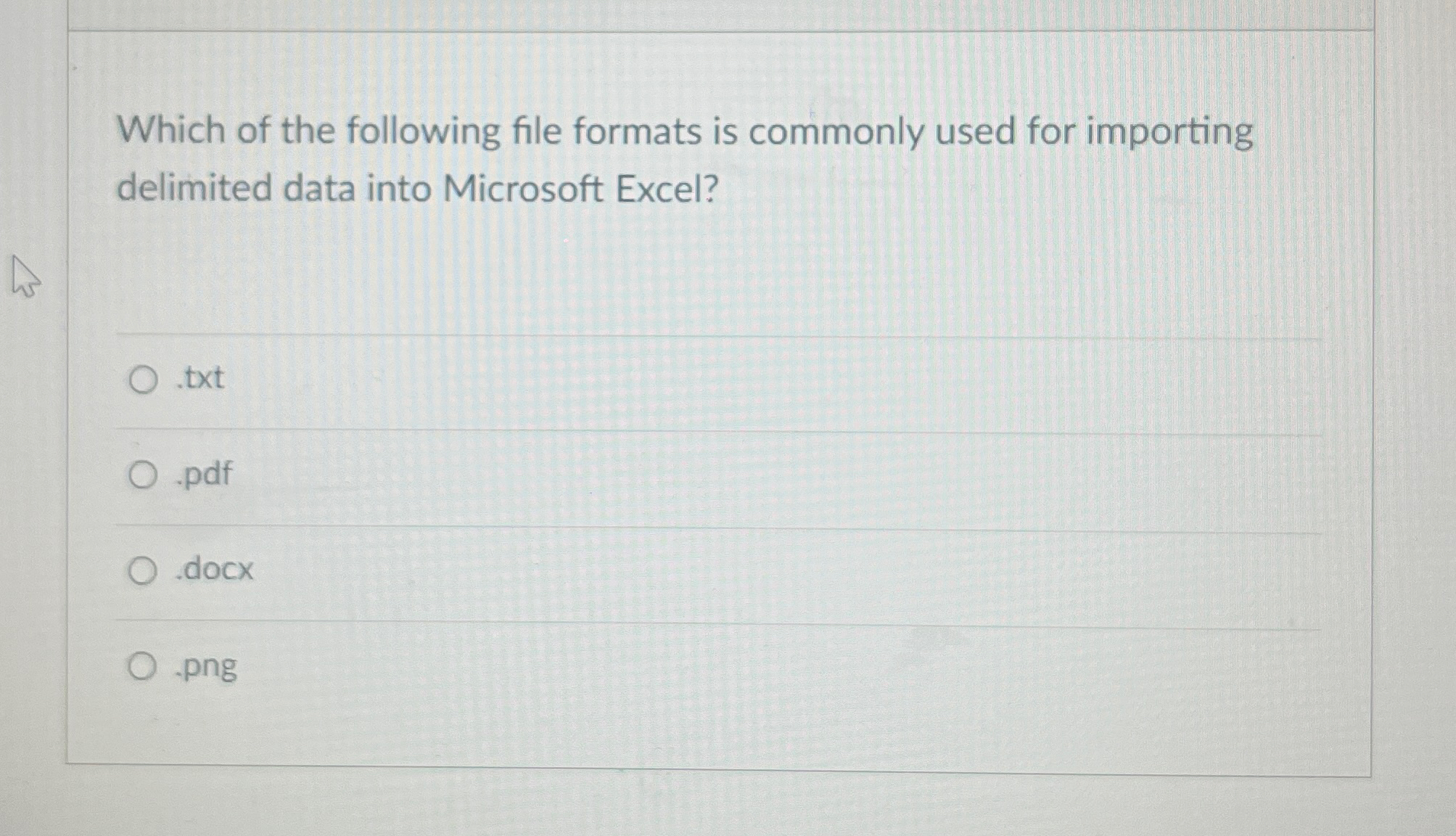 Solved Which of the following file formats is commonly used | Chegg.com