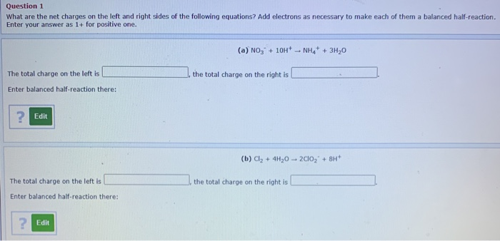 Solved Question 1 What are the net charges on the left and | Chegg.com