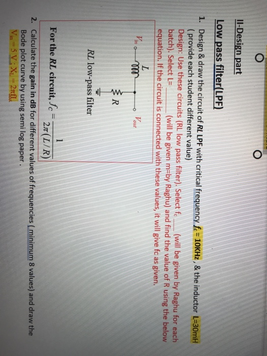Solved O Il-Design part Low pass filter(LPF) 1. Design & | Chegg.com