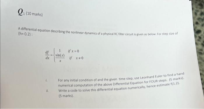 A differential equation describing the nonlinear | Chegg.com