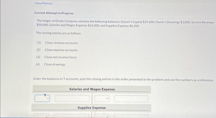 Solved Current Attempt in Progress The ledger of Ortole | Chegg.com