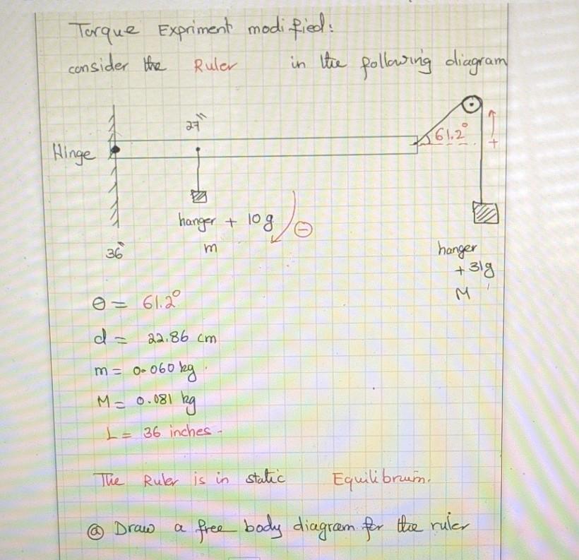 Solved Torque Expriment modified: consider the Ruler in the | Chegg.com