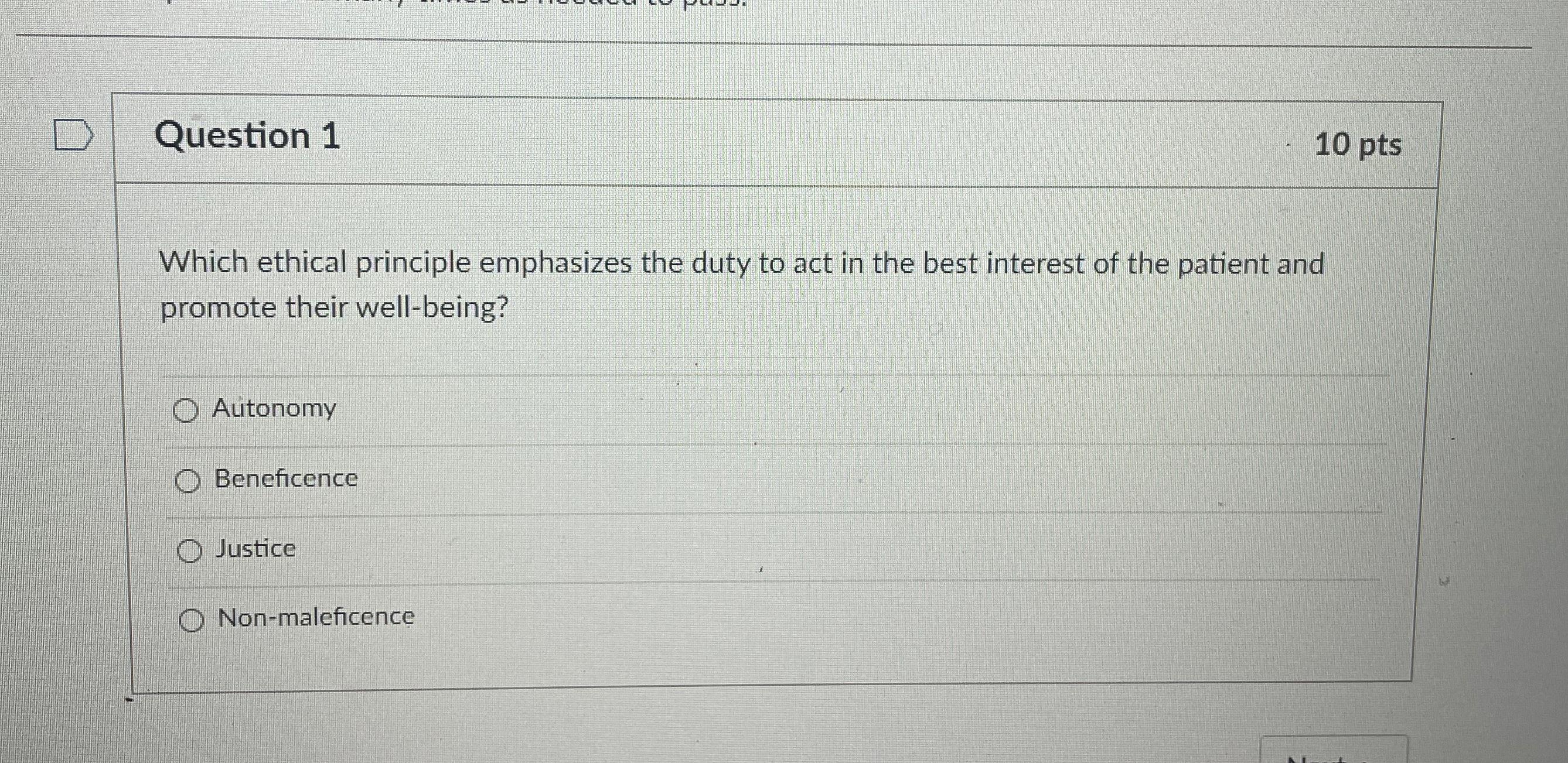 Solved Question 110 ﻿ptsWhich ethical principle emphasizes | Chegg.com