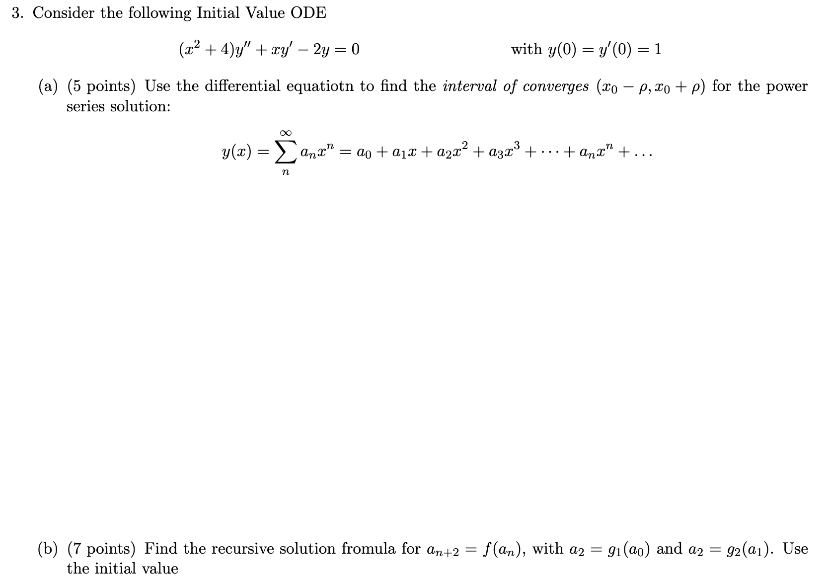 Solved (b) (7 ﻿points) ﻿Find the recursive solution fromula | Chegg.com