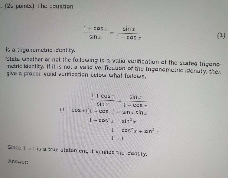 Solved . (20 points) The equation 1 + COST sin .r sinc 1 - | Chegg.com