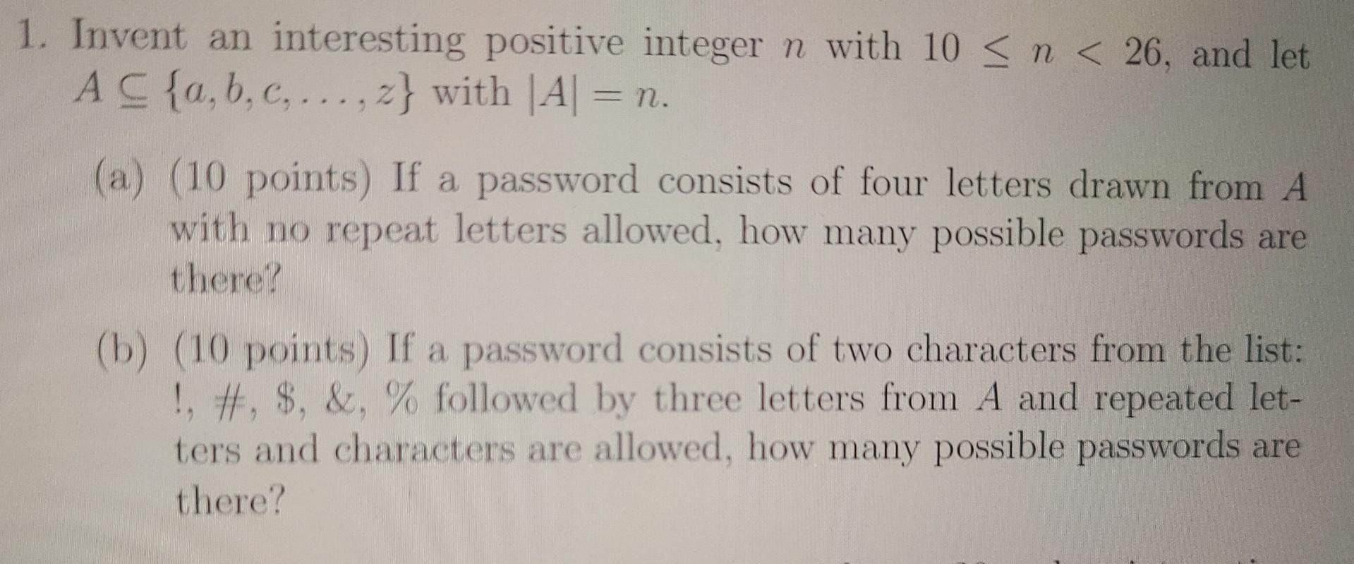 Solved 1. Invent an interesting positive integer n with 10