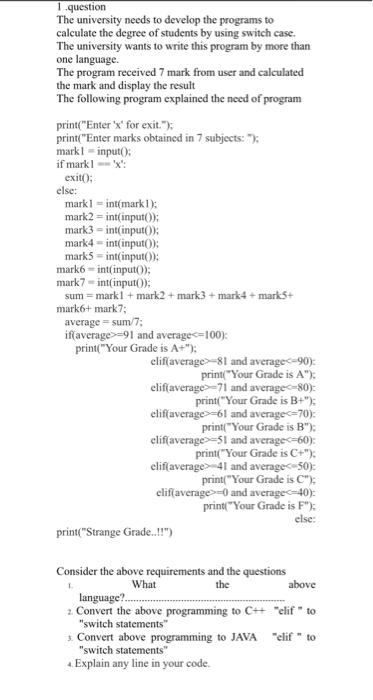 Solved 1.question The university needs to develop the | Chegg.com