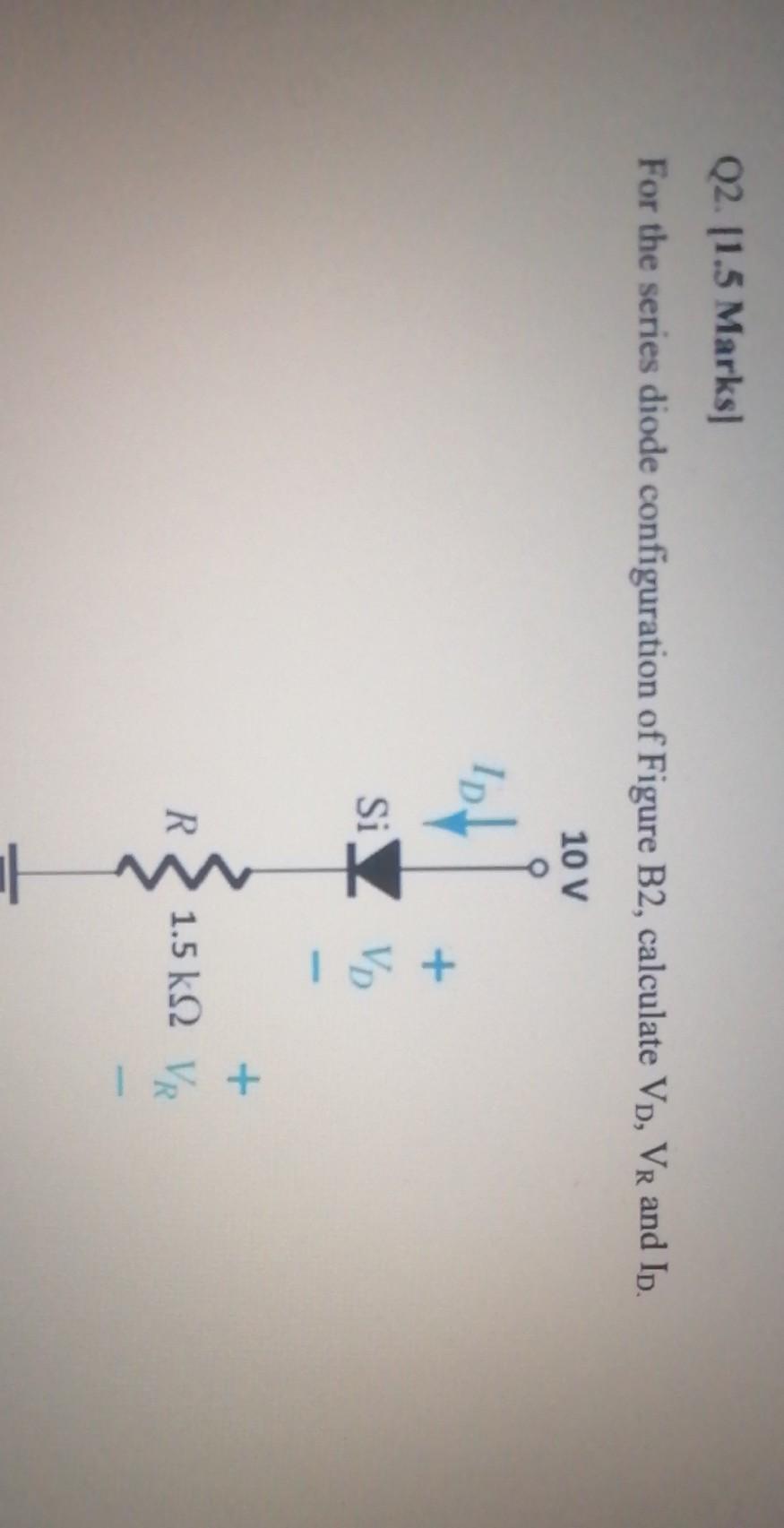 Solved Q2. (1.5 Marks] For the series diode configuration of | Chegg.com
