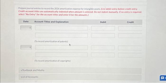 Solved Prepare journal entries to record the 2026 | Chegg.com