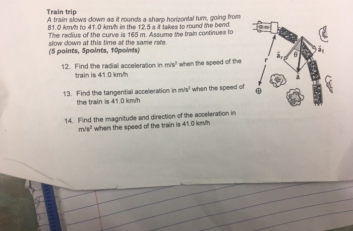 Solved Train trip A train slows down as it rounds a sharp | Chegg.com