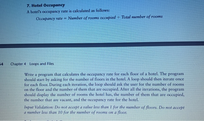 Solved 7. Hotel Occupancy A hotel's occupancy rate is | Chegg.com