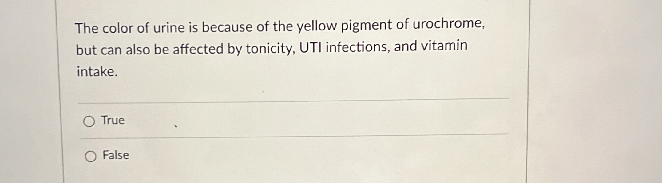 Solved The color of urine is because of the yellow pigment | Chegg.com
