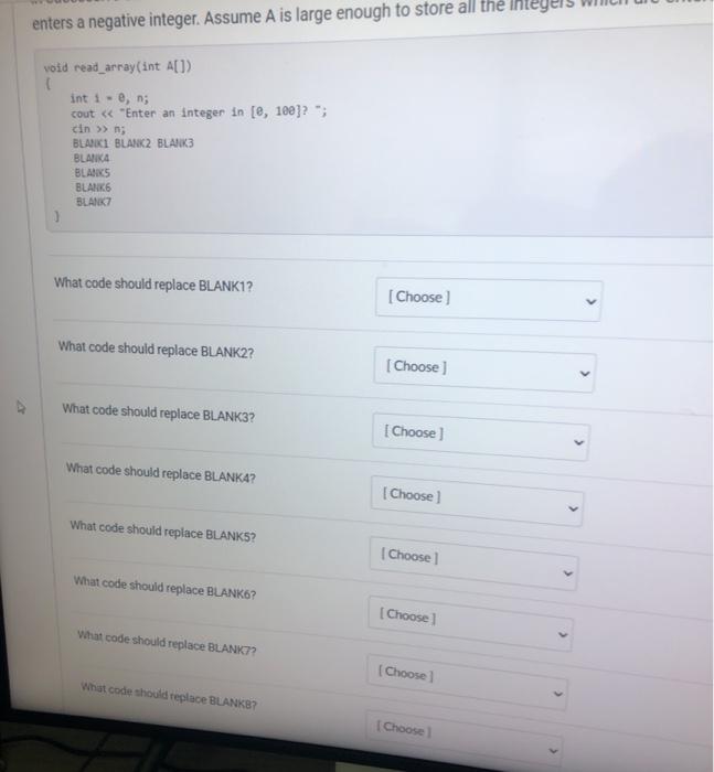 Solved Complete the code for read_array() which reads ints | Chegg.com