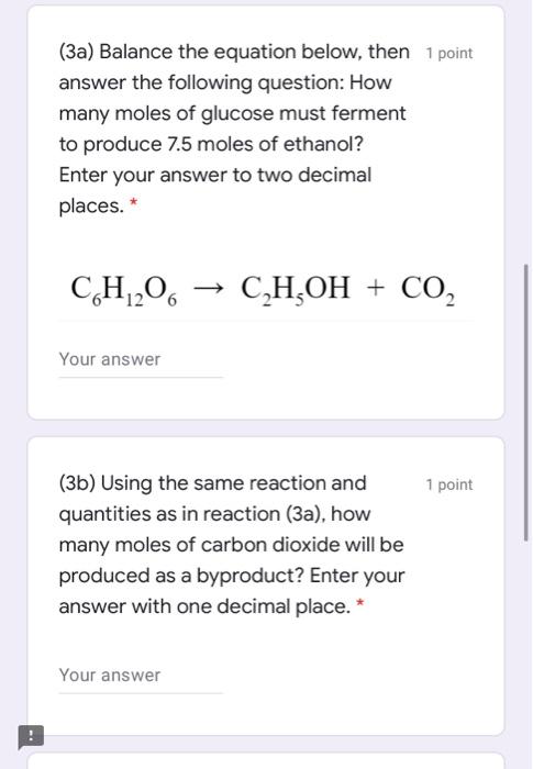 Solved (3a) Balance the equation below, then 1 point answer | Chegg.com