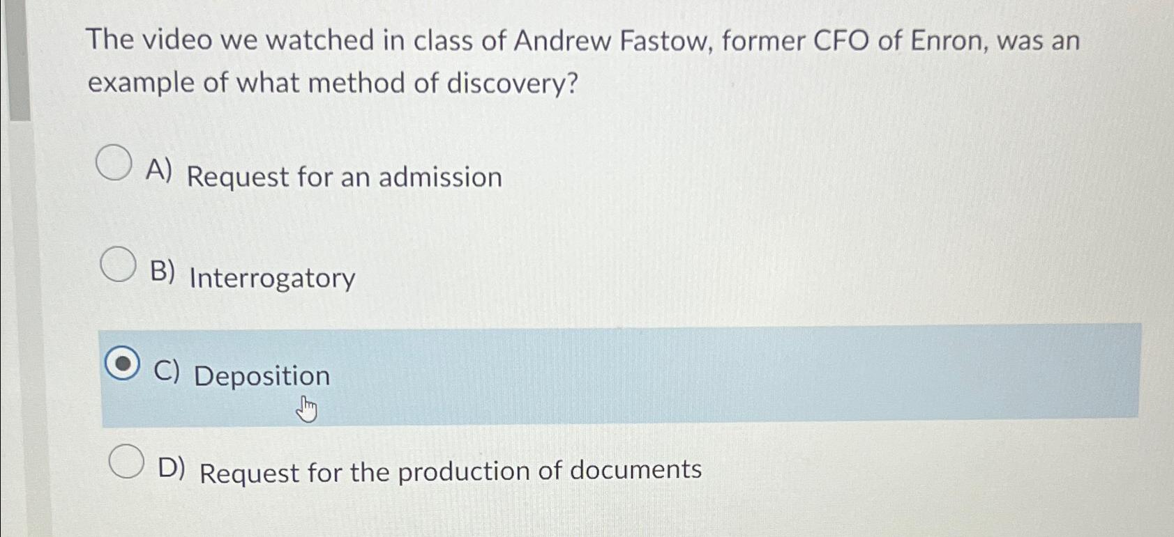 Solved The video we watched in class of Andrew Fastow, | Chegg.com