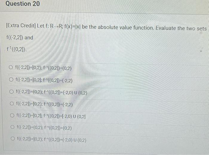 Solved function f:[−2,1]→[0,2];f(x)=∣x∣ surjective but not | Chegg.com