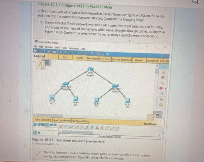 Solved Project 10-3: Configure ACLs in Packet Tracer In this | Chegg.com