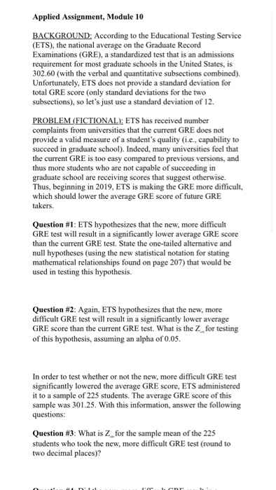 Solved Applied Assignment, Module 10 BACKGROUND: According | Chegg.com