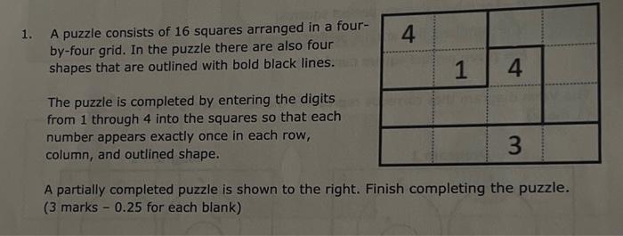 1. A puzzle consists of 16 squares arranged in a | Chegg.com