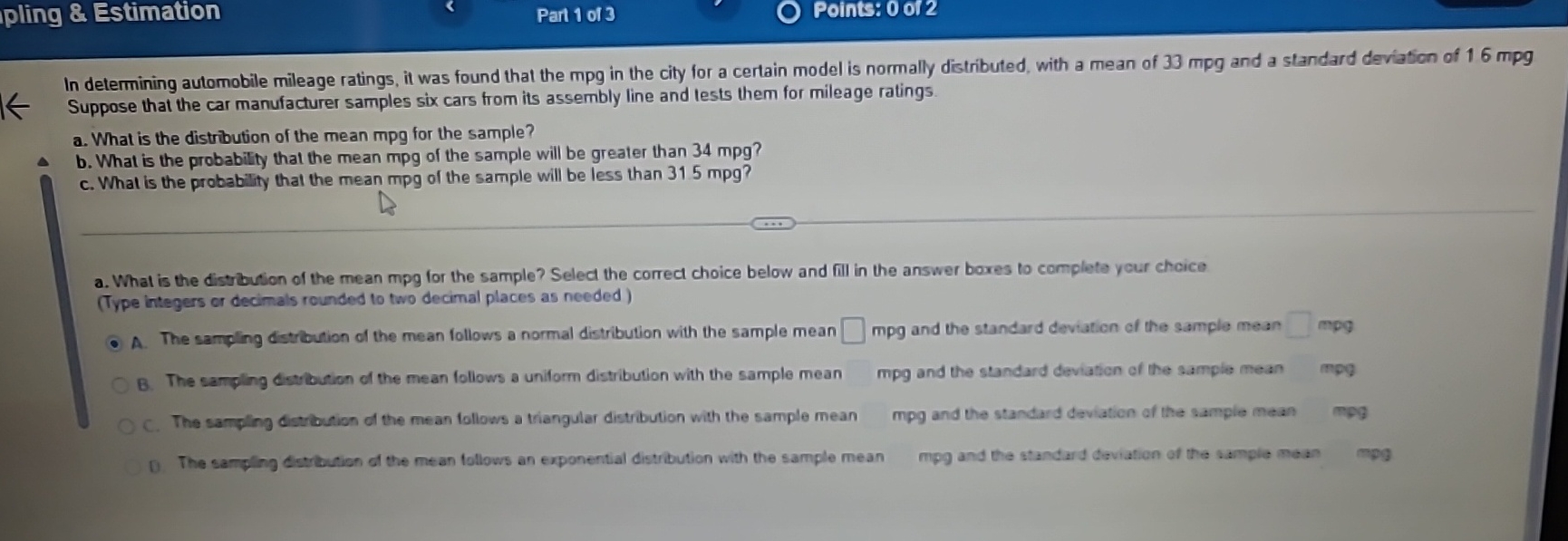 Solved pling & EstimationPant of 3Points 0 ﻿of 2In | Chegg.com