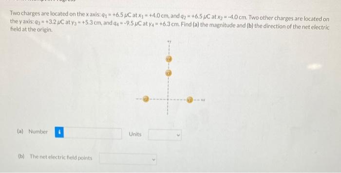 Solved Two charges are located on the x axis: q1=+6.5μC at | Chegg.com