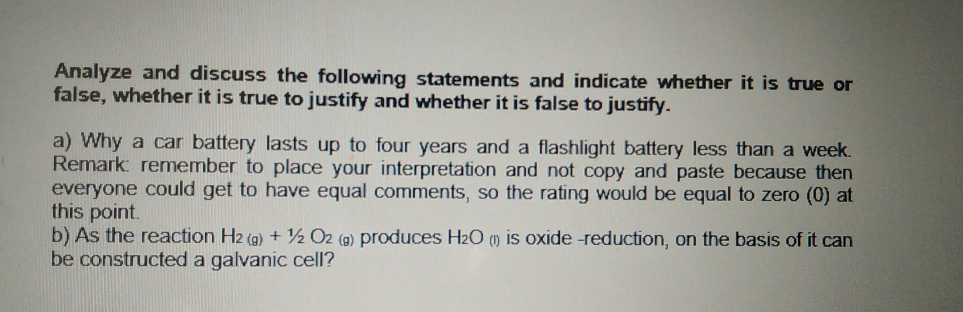 Solved Analyze and discuss the following statements and | Chegg.com