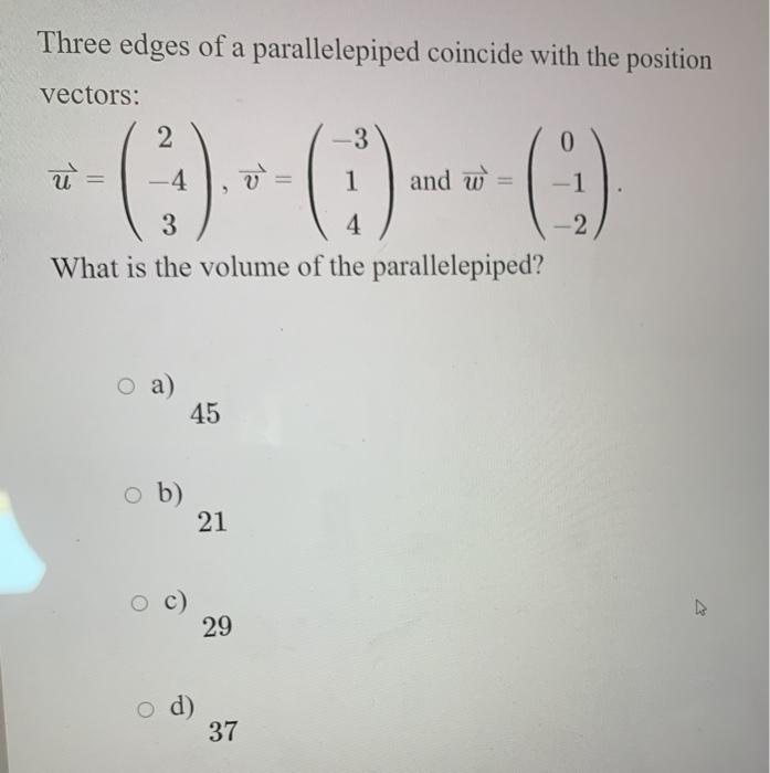 Solved Three edges of a parallelepiped coincide with the | Chegg.com