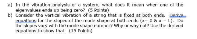 a) ﻿In the vibration analysis of a system, what does | Chegg.com