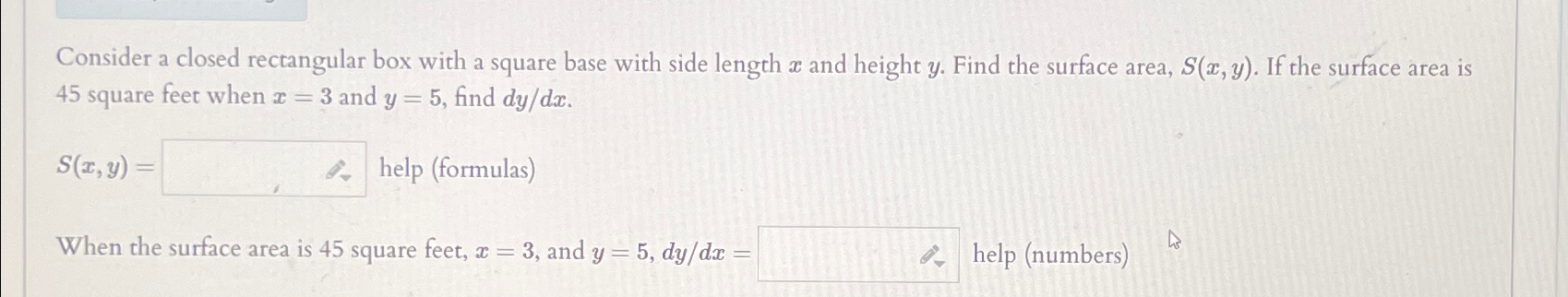 Solved Consider a closed rectangular box with a square base | Chegg.com