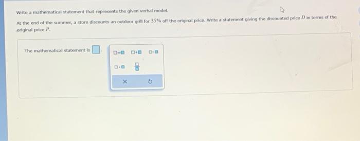 Solved write a mathematical statement that represents the | Chegg.com
