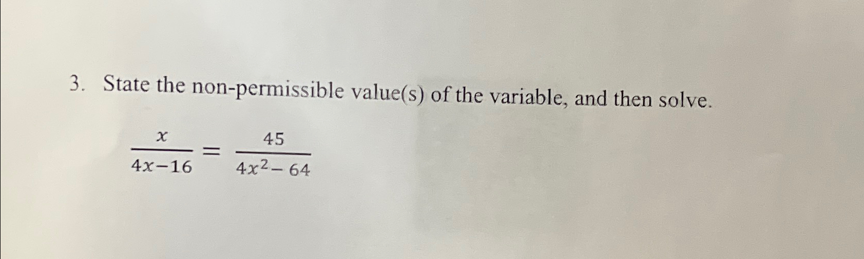 Solved State the non-permissible value(s) ﻿of the variable, | Chegg.com