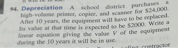 Solved 94. Depreciation A school district purchases a | Chegg.com