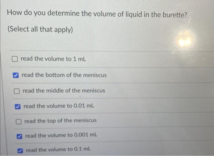 Solved How do you determine the volume of liquid in the | Chegg.com