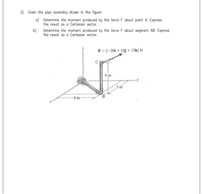 Solved 2) Given the pipe assembly shown in the figure: a) | Chegg.com