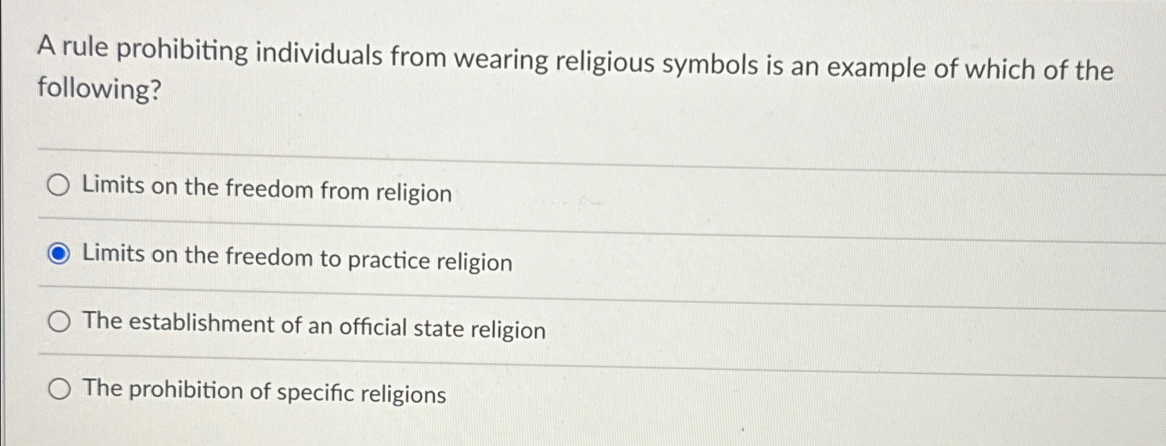 Solved A Rule Prohibiting Individuals From Wearing Religious 